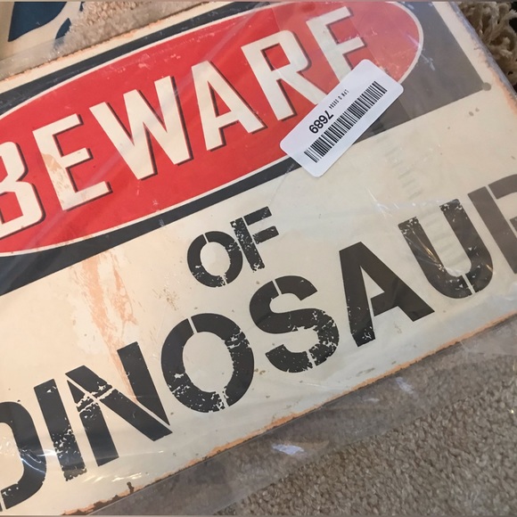 Wall Decor | Beware Of Dinosaur Metal Sign | Poshmark
